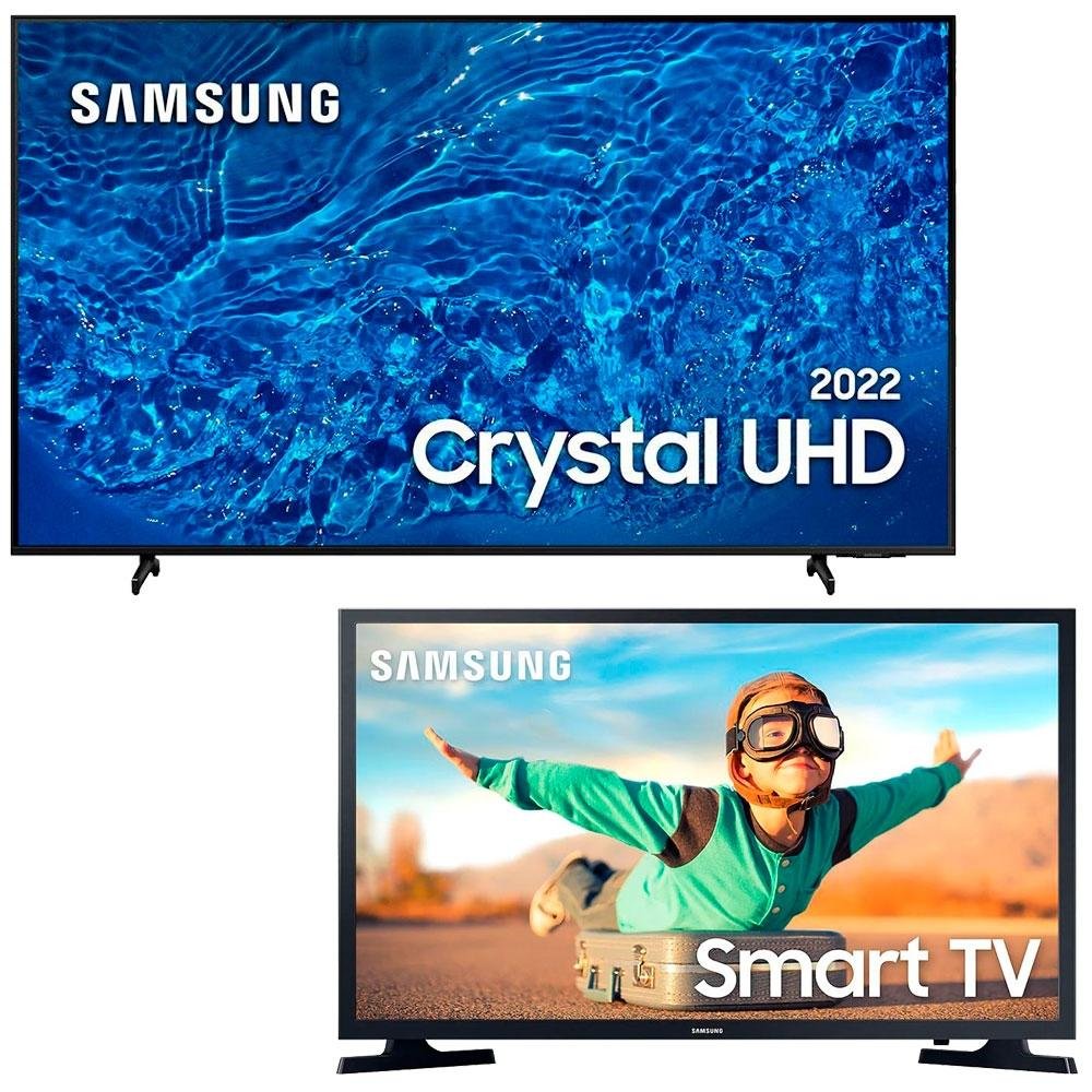 Smart TV Samsung 75 Polegadas Crystal UHD 4K + Smart TV Samsung 32 ...