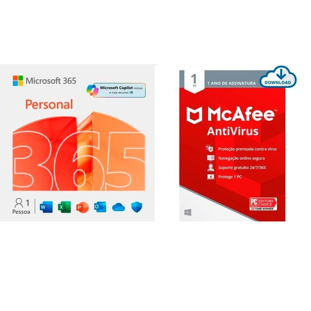 Microsoft 365 Personal + McAfee Antivirus | KaBuM!
