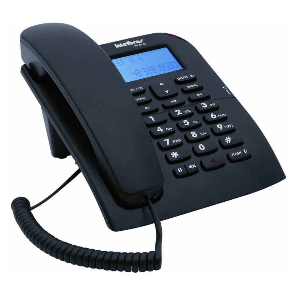 Telefone Intelbras com Fio TC60ID Preto | KaBuM!