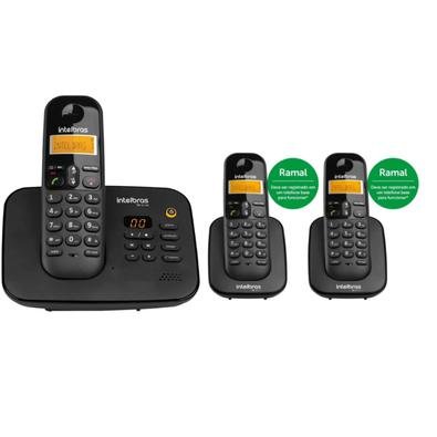 Kit Telefone Intelbras Sem Fio Ts 3130 + 02 Ramal Ts 3111 Preto | KaBuM!