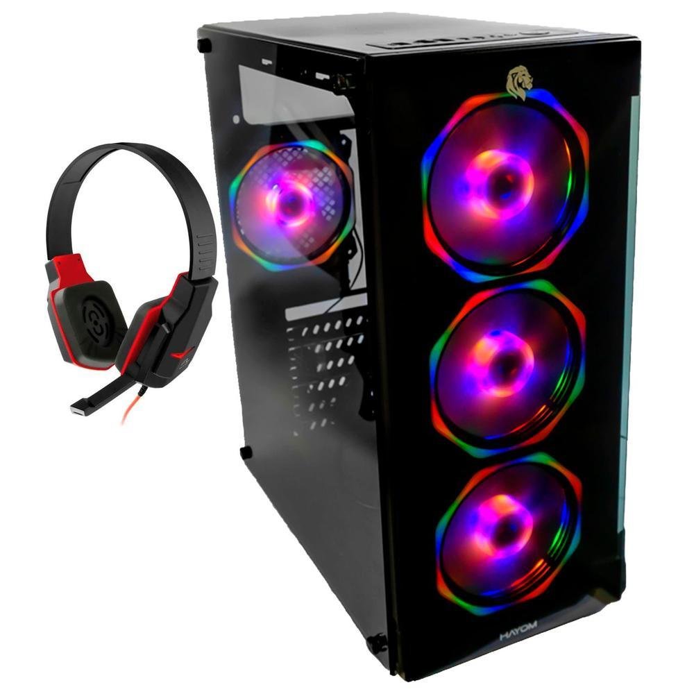 Kit Gabinete Gamer 4 Fans Headset Gamer KaBuM
