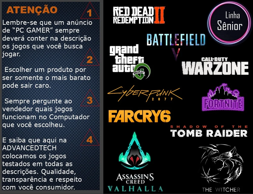 PC Gamer Advancedtech Completo Intel GTX KaBuM