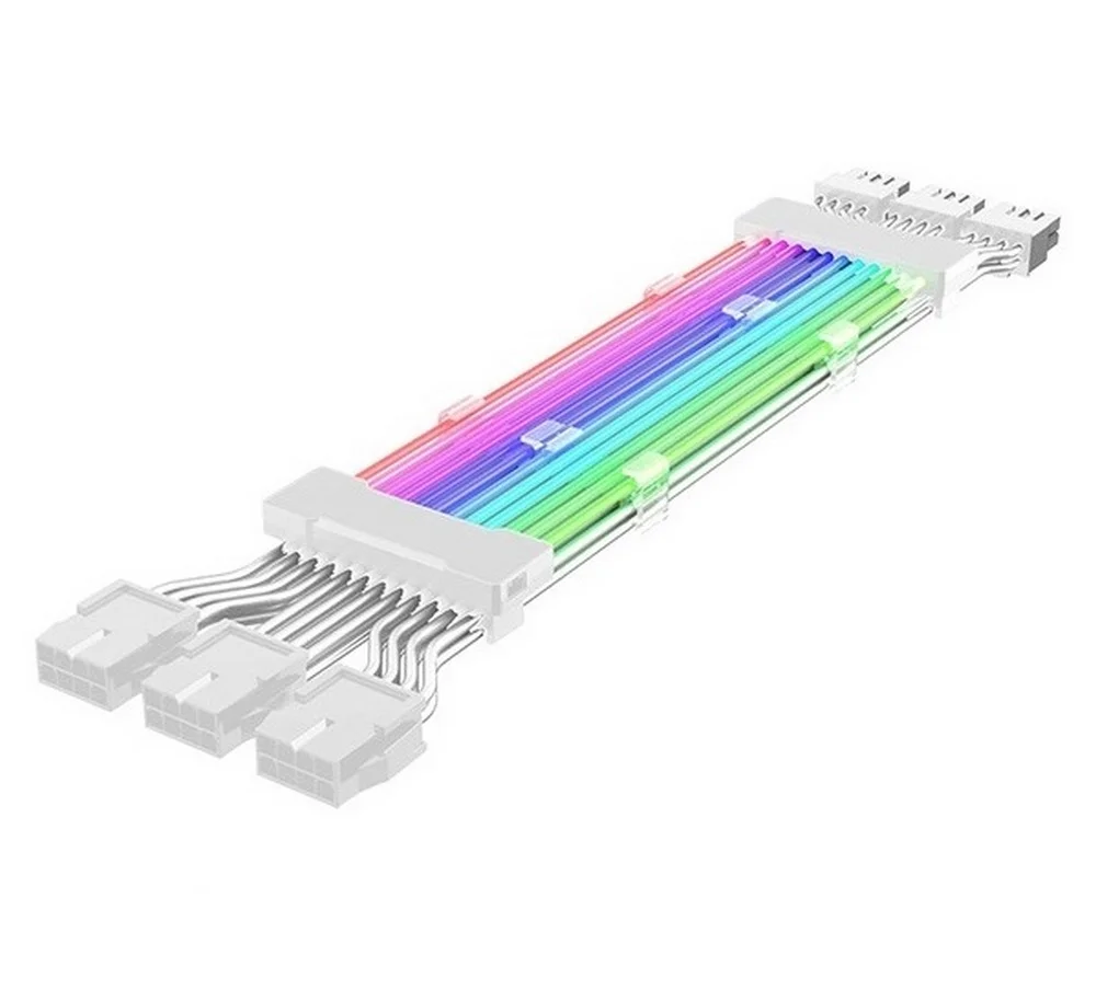 Cabo Sleeved Branco ARGB 5V 3 Pinos Extensor
