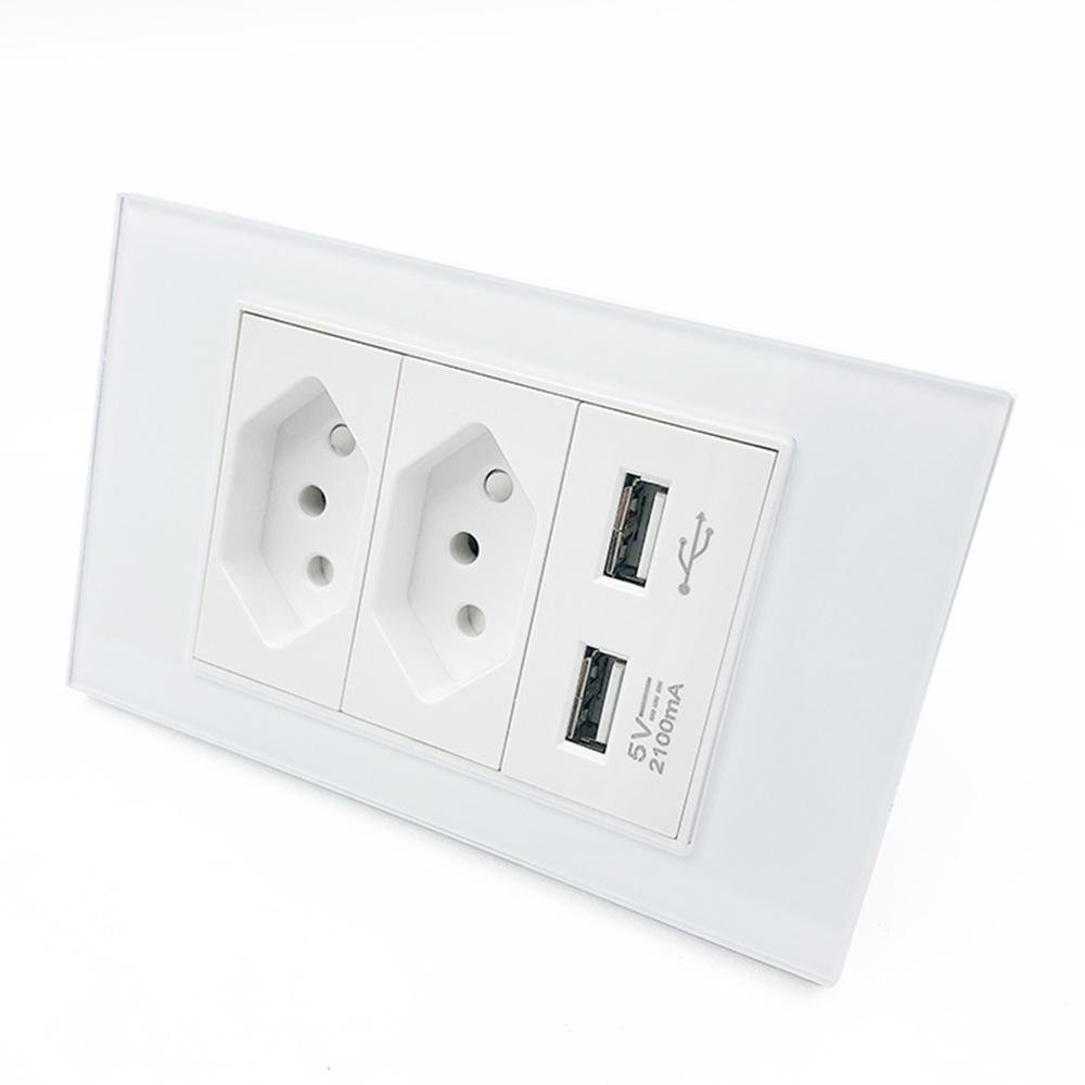 Tomada De Parede 2 Energia 10a 2 USB 20 KaBuM