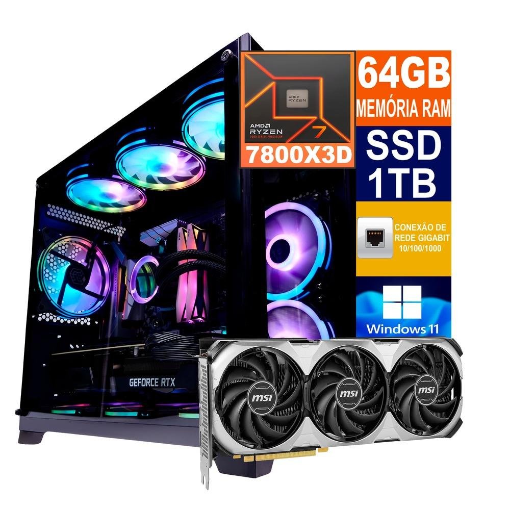 Pc Gamer Amd Ryzen 7 7800x3d 64GB RAM DDR5 KaBuM
