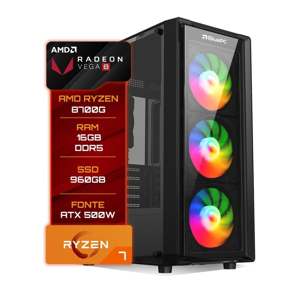 PC Gamer Blue PC AMD Ryzen 7 8700g KaBuM